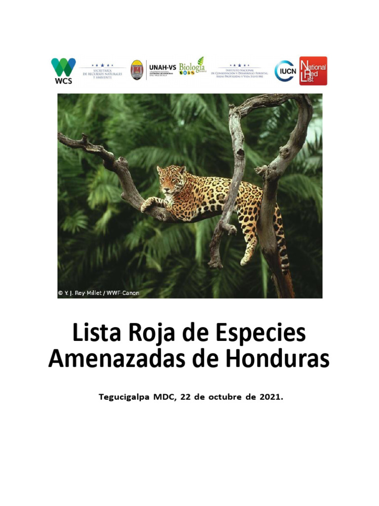 Informe Final Lista Roja Honduras 2021 | PDF | Biodiversidad | Honduras