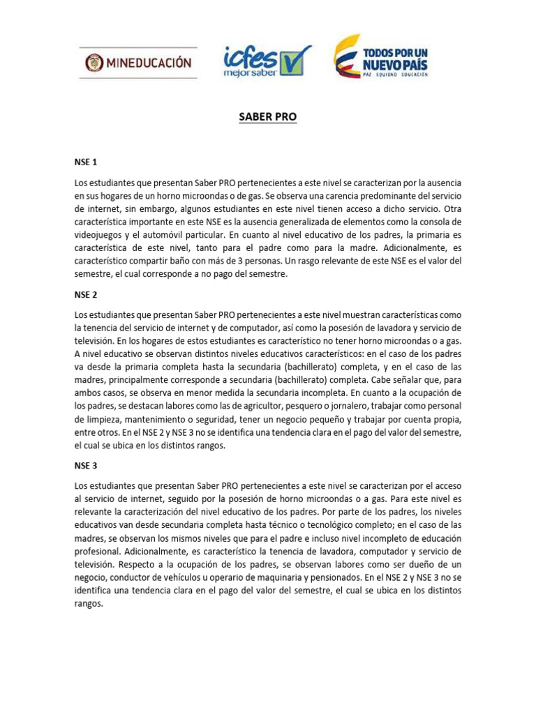 Descriptores NSE Saber Pro | PDF | Internet