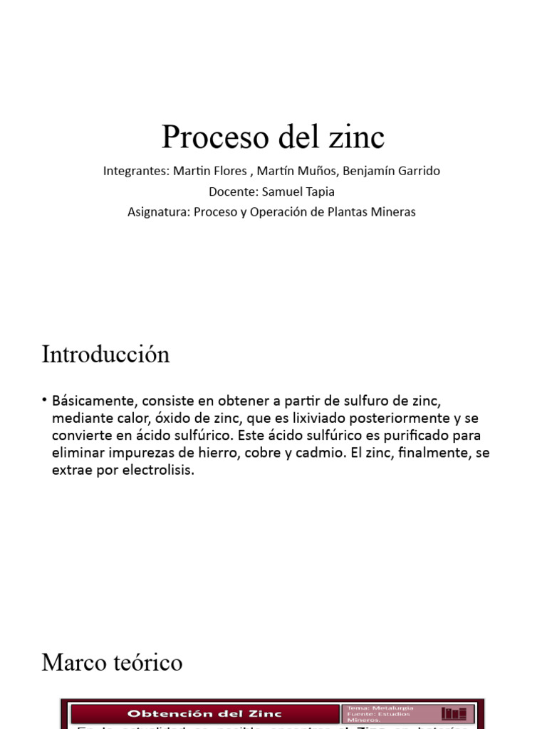 Proceso Del Zinc | PDF | Zinc | Minerales
