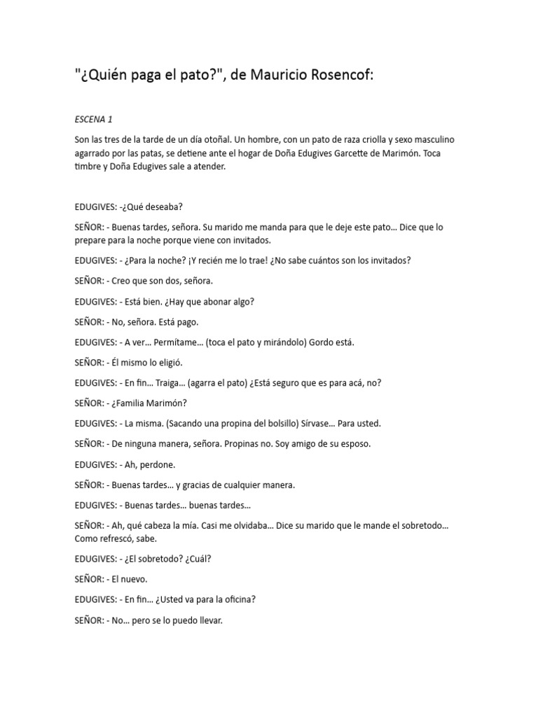 ¿Quién paga el pato? de Mauricio Rosencof | PDF