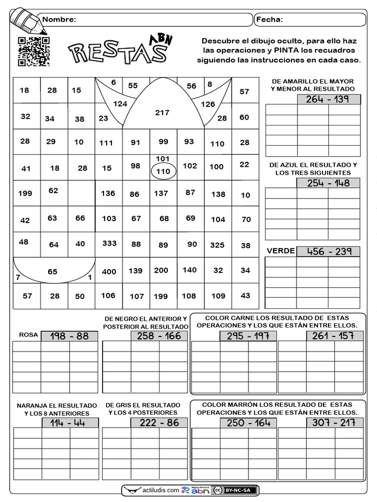 Restas Con Llevadas de 3 Dígitos 04 | PDF | Arco iris | Color