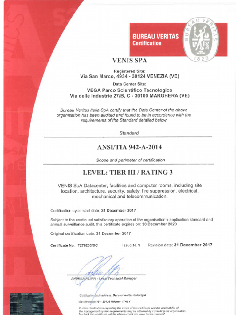 Certificato ANSI TIA | PDF