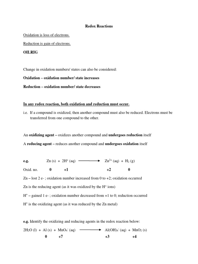 Redox Reactions and Electrochemistry | PDF | Redox | Electrode