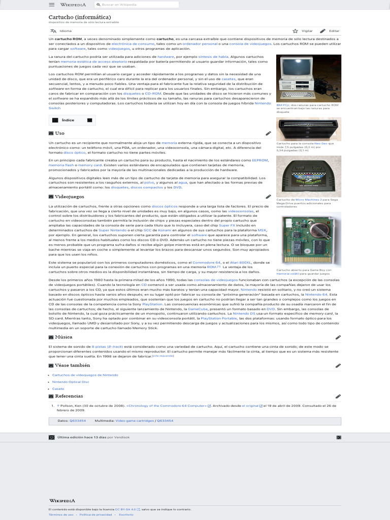 Cartucho (Informática) - Wikipedia, La Enciclopedia Libre | PDF ...