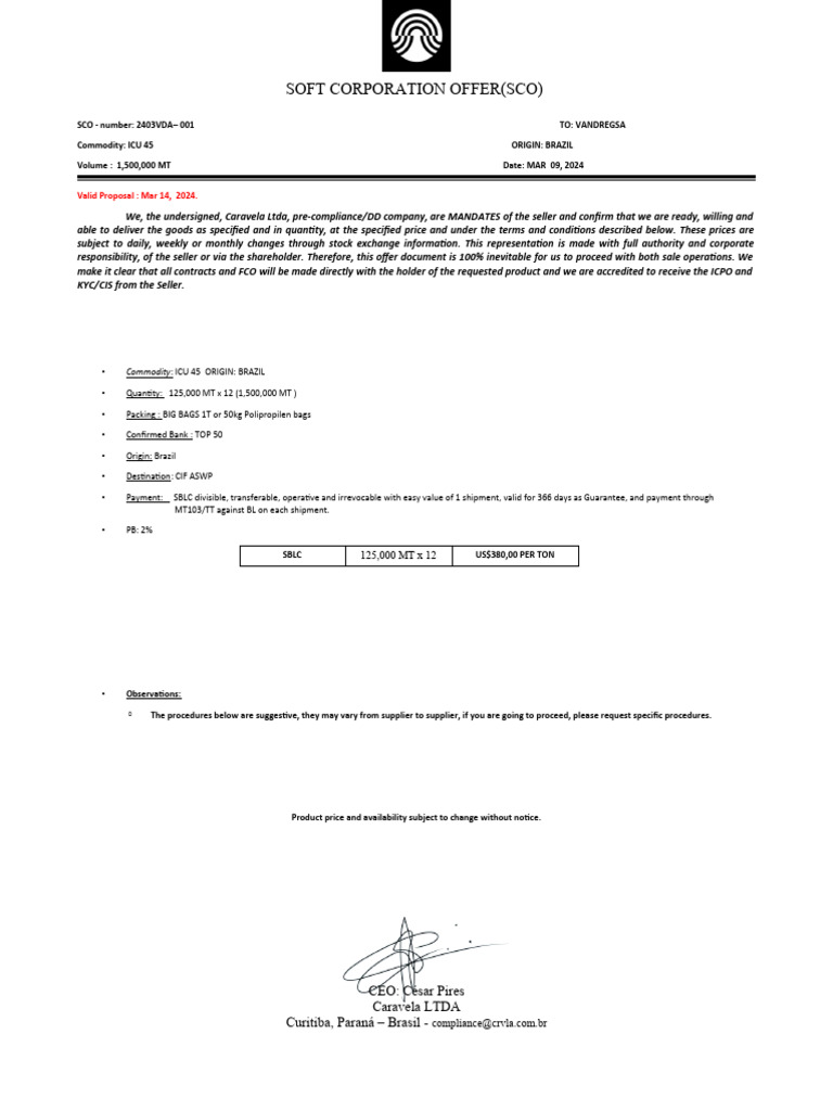 Sco 2403vda-001 (1) 10.03.2024 | PDF | Letter Of Credit | Business Law