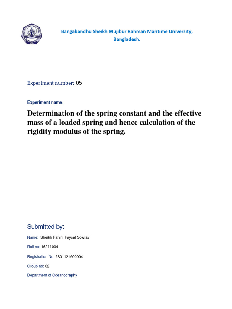Determination of The Spring Constant and | Download Free PDF | Young's ...