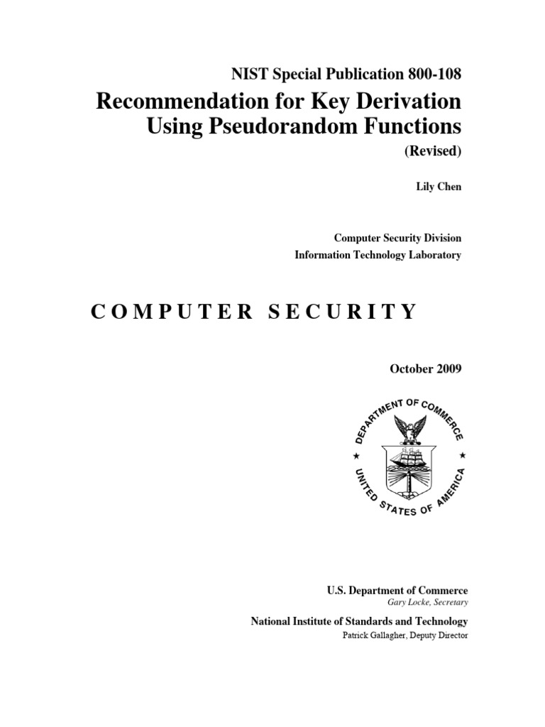 Pseudorandom Obfuscation Nistspecialpublication800-108 | PDF | Key (Cryptography) | Cryptography