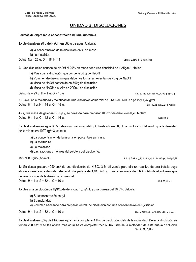 Propiedades Coligativas. Disoluciones Básico. | PDF | Concentración | Agua