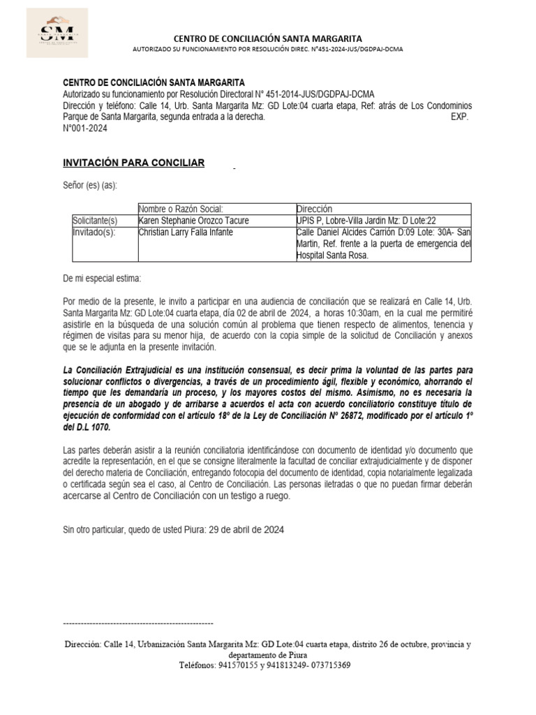 Invitación para Conciliar | PDF | Derecho