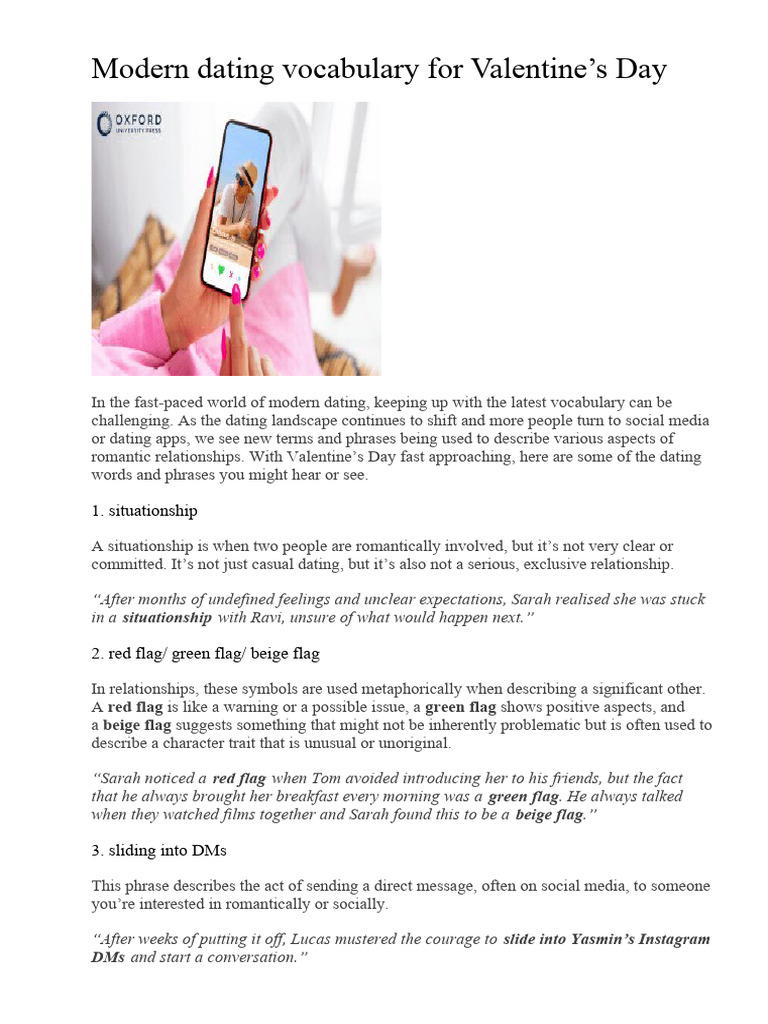 Modern Dating Vocabulary For Valentine's Day | PDF | Self-Improvement ...