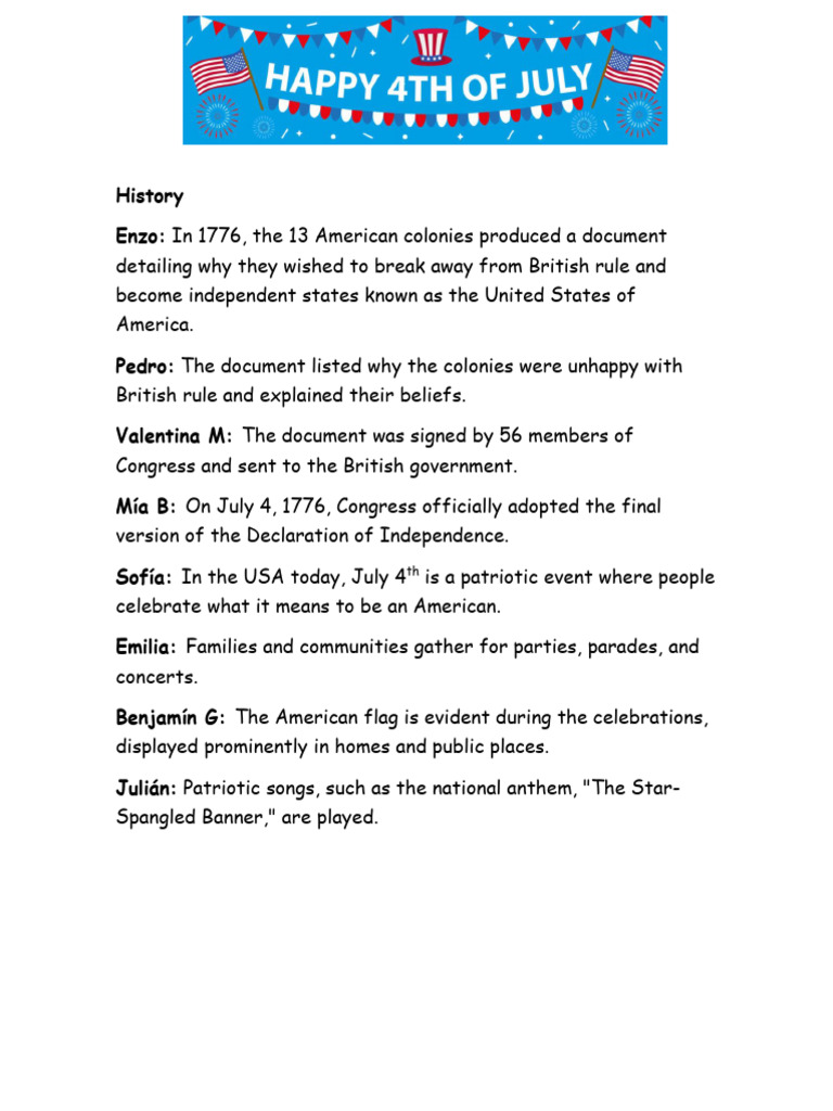 July 4th 4tos | PDF | Independence Day (United States) | Foods