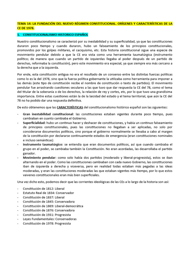 TEMA 1 CONSTI IIi | PDF | Constitución | España franquista