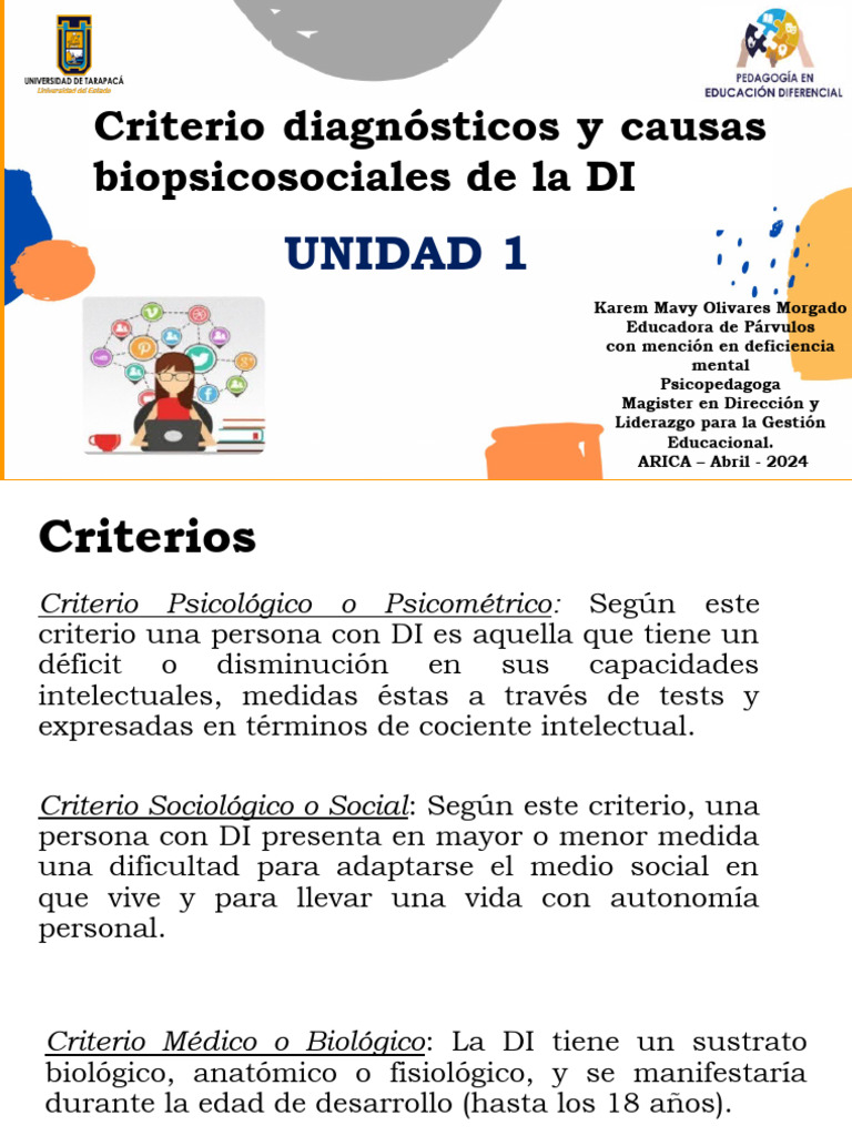 Unidad 1 - Criterios... | PDF | Discapacidad intelectual | Aprendizaje
