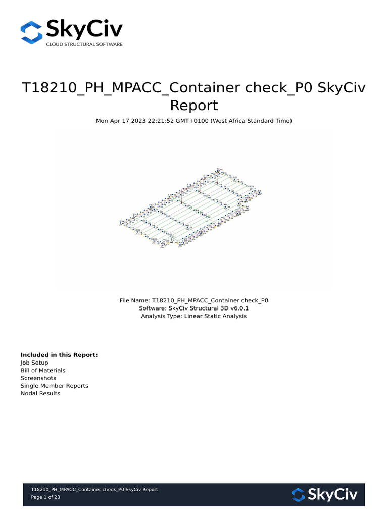 T18210_PH_MPACC_Container check_P0 SkyCiv Report | PDF | Stress (Mechanics) | Bending