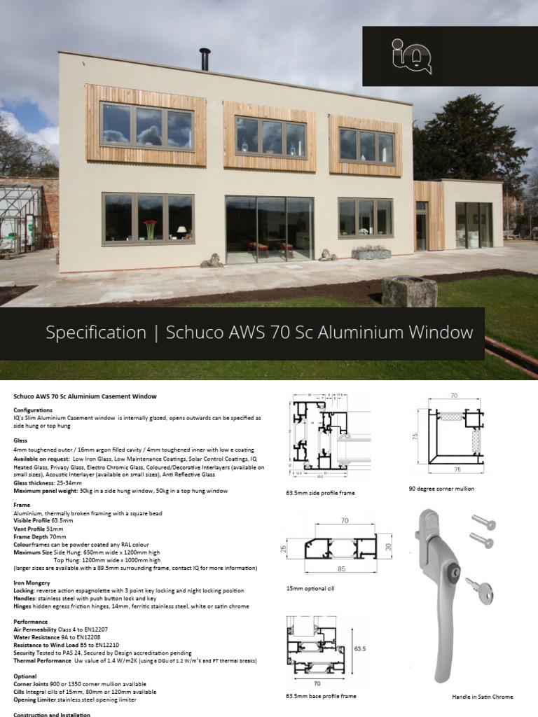 Schuco AWS 70 SC Aluminium Casement Window Product Information - IQ ...
