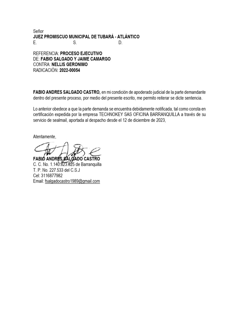 2022-054 PM Tubará FABIO SALGADO Vs NELLY GERONIMO Reitera Sentencia ...
