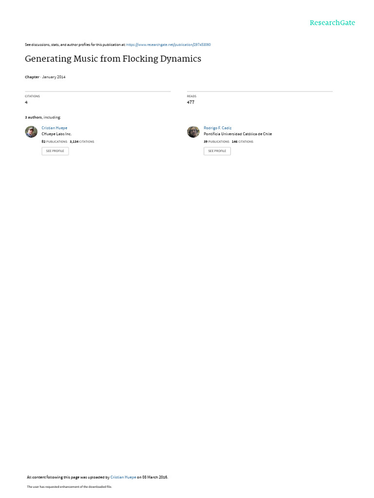 Generating Music From Flocking Dynamics: January 2014 | PDF | Sound | Classical Mechanics