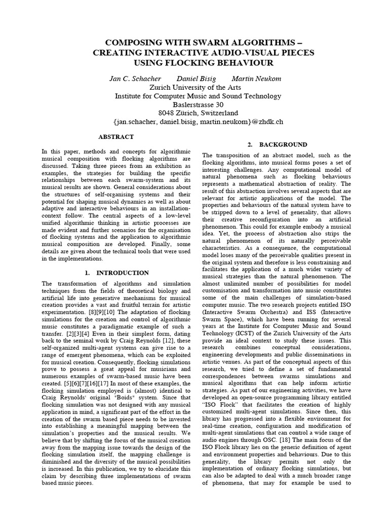 Composing With Swarm Algorithms Creating | PDF | Simulation | Algorithms
