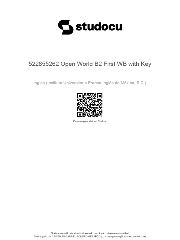 Open World b2 First WB With Key | PDF