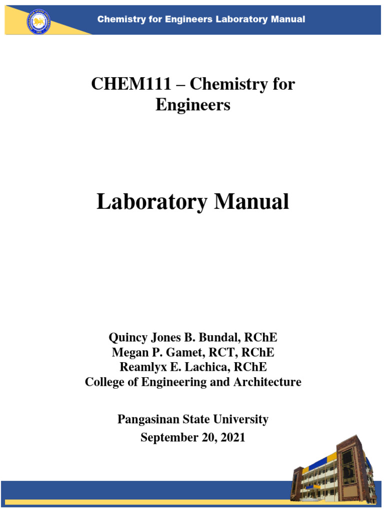 Chemistry Lab Manual for Engineers | PDF | Redox | Chemical Reactions