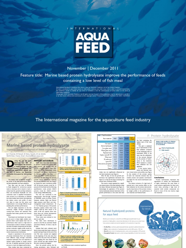 Marine Based Protein Hydrolysate Improve The Performance of Feeds ...