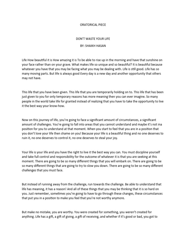 Oratorical Piece | PDF
