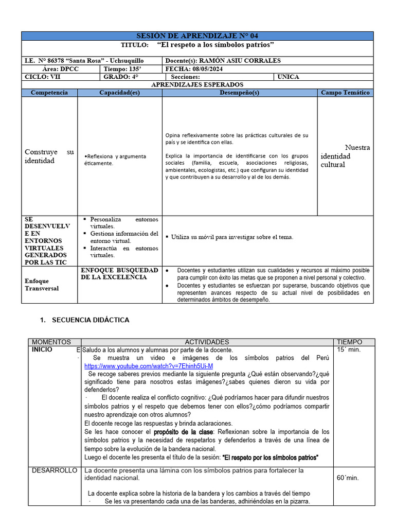 Respeto a los Símbolos Patrios en Clase | PDF | Bandera
