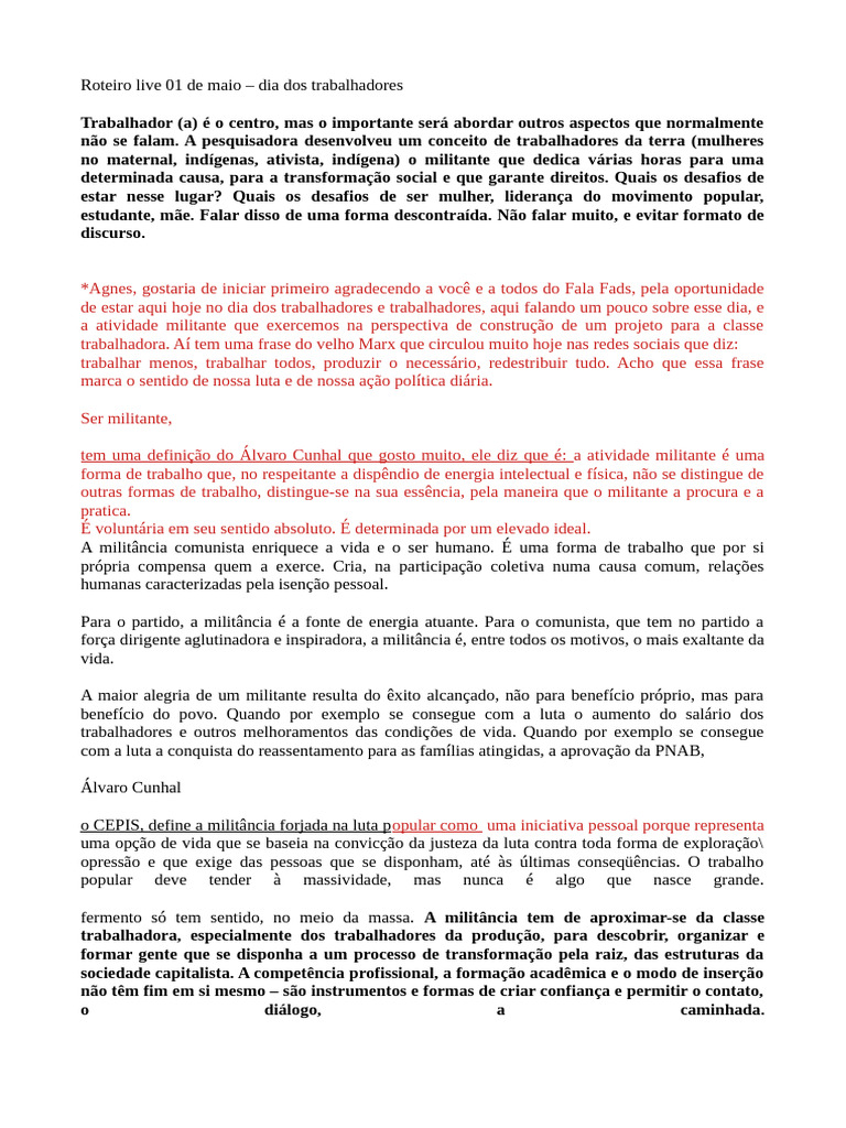 Roteiro para Live 01 de Maio Fala Fads | PDF | Aprendizado | Intelectual