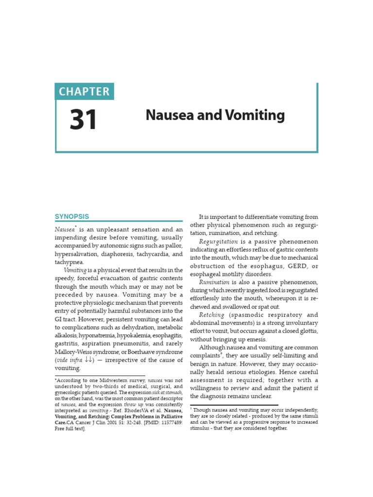 Chapter 31 - Nausea and Vomiting | PDF | Nausea | Vomiting