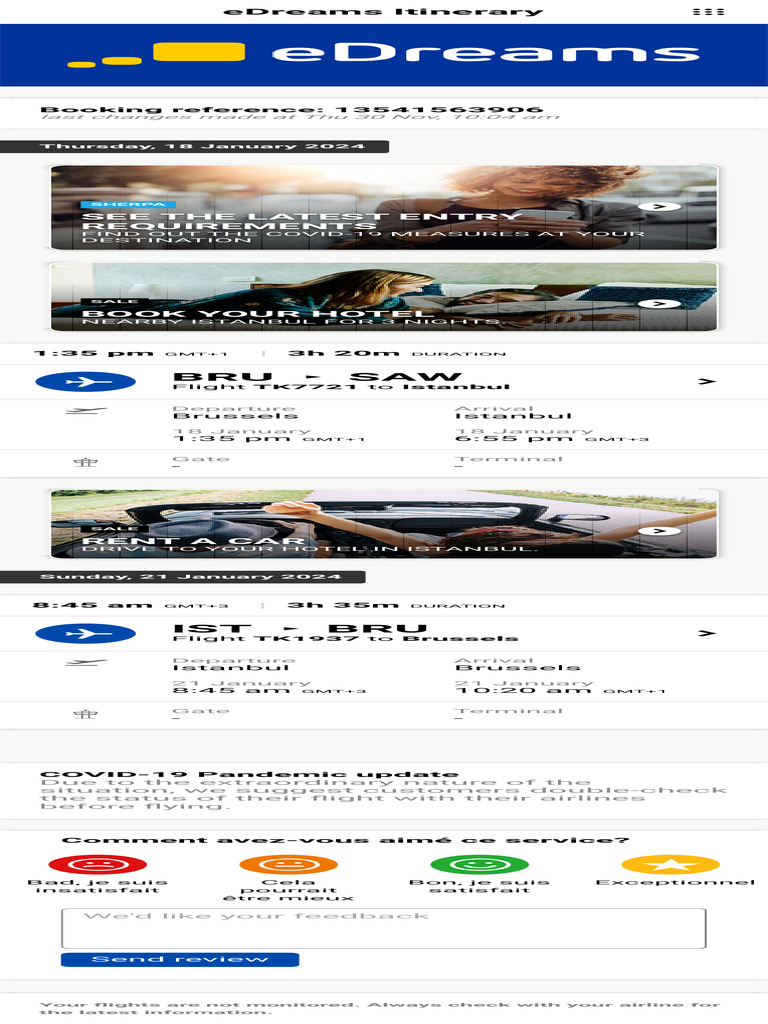 EDreams Itinerary | PDF