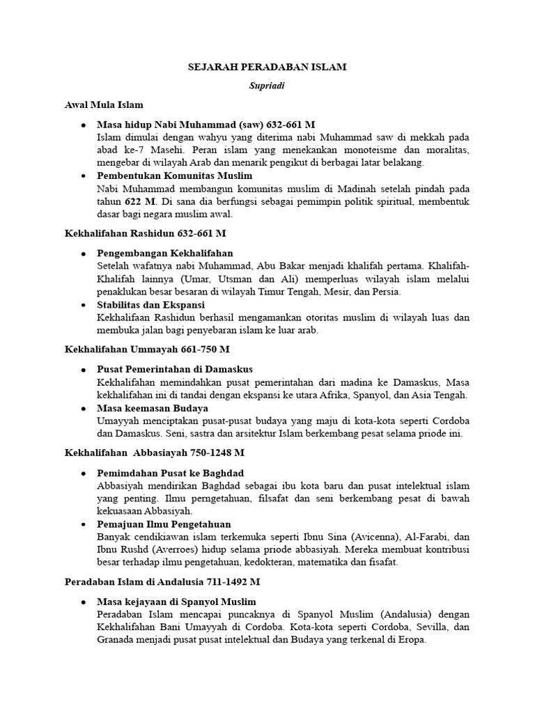 Sejarah Singkat Peradaban Islam | PDF