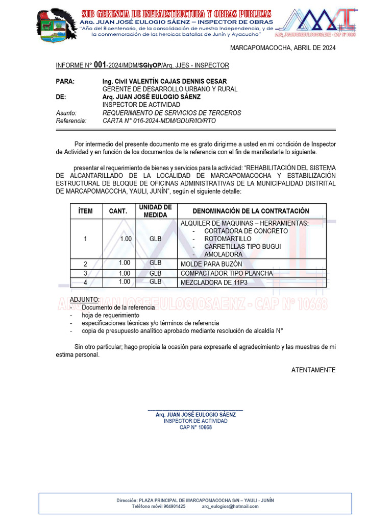 INFORMES Inspector 2024 - 01 | PDF