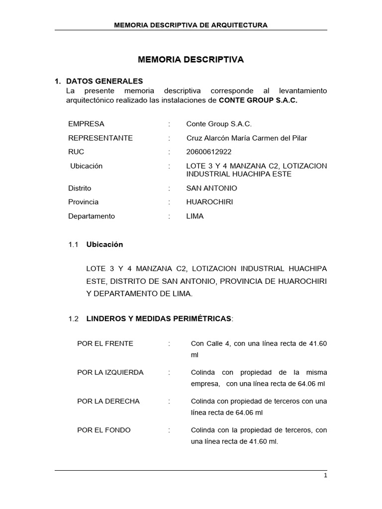 Memoria Descriptiva Arquitectura | PDF | Hormigón | Materiales