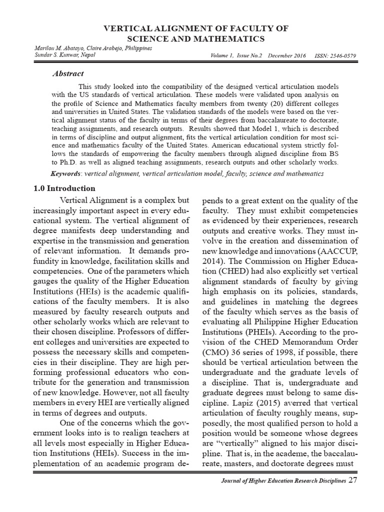 Vertical+Alignment+of+Faculty+of+Science+and+Mathematics | PDF | Expert ...