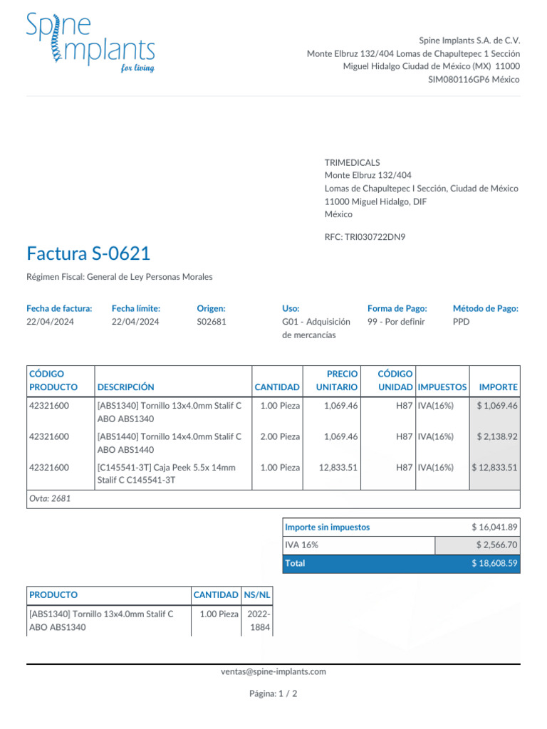 Inv s 0621 Mx Invoice 3.3 | PDF