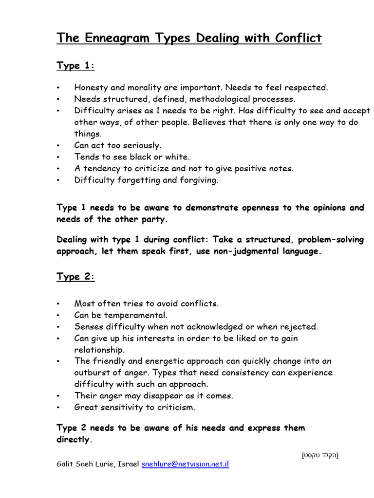 The Enneagram Types Dealing With Conflict - IACP | PDF | Anger | Thought