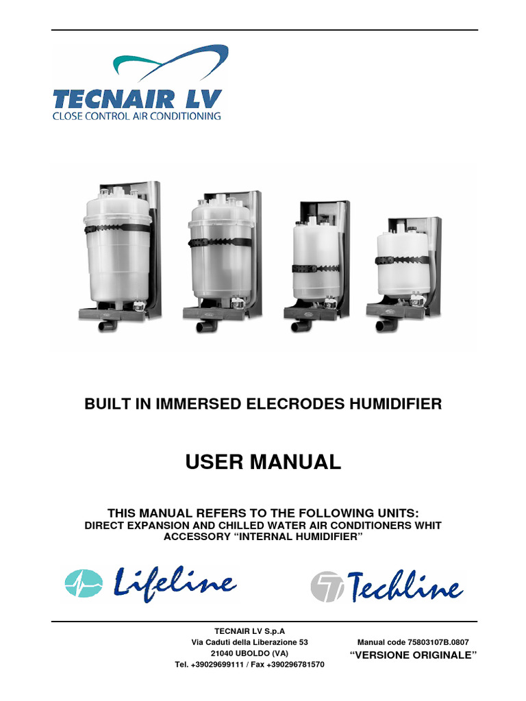 Tecnair H Humidifier User Manual Eng | PDF | Chlorine | Magnesium