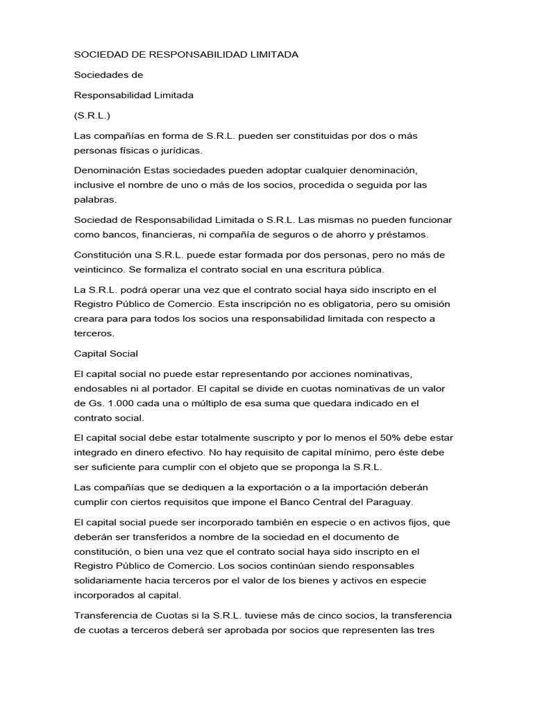 Sociedad de Responsabilidad Limitada | PDF | Sociedad de responsabilidad limitada | Business
