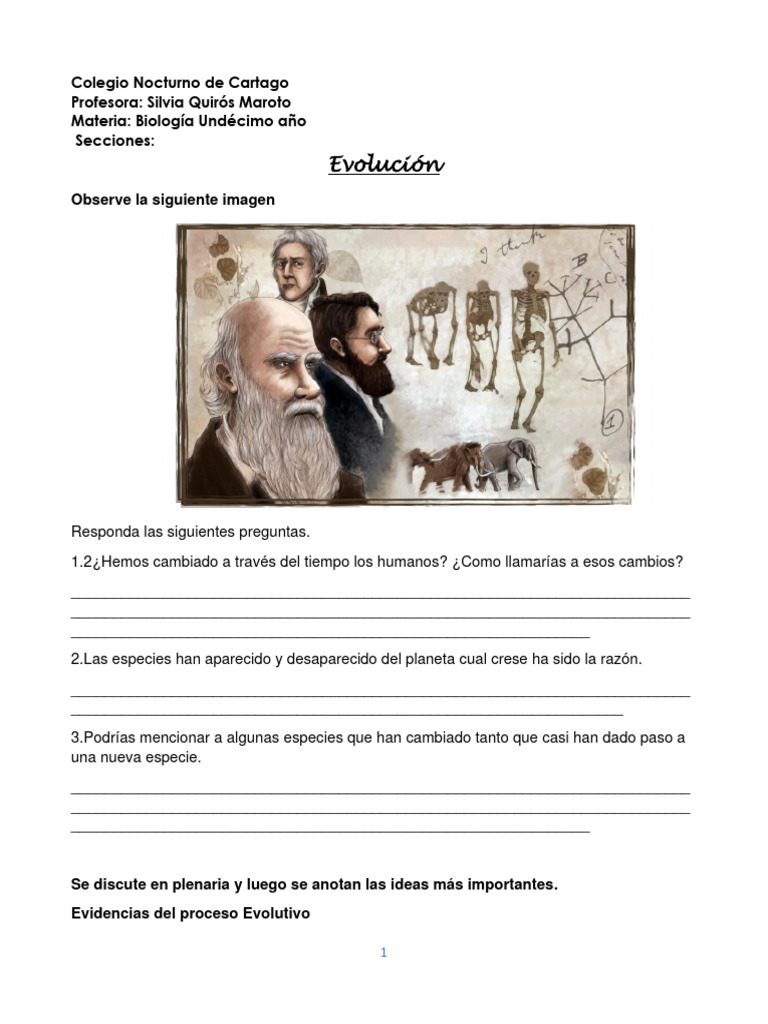 Evidencias y Procesos de Evolución en Biología | PDF | Evolución ...