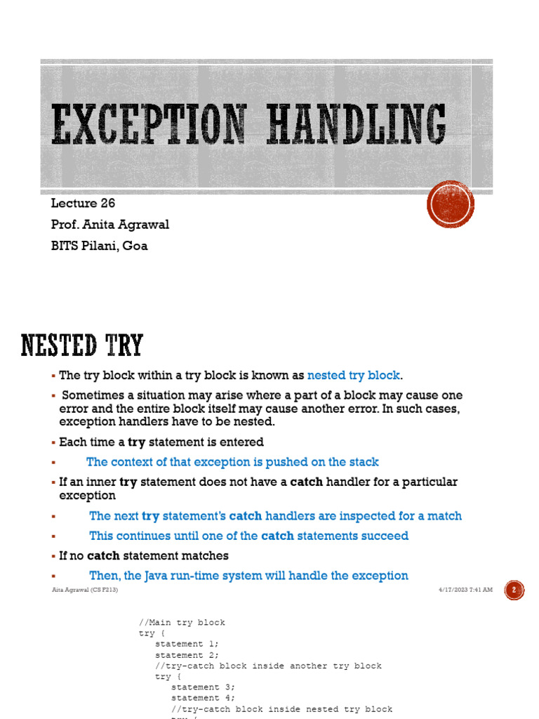 Lecture 16 Exception Handling | PDF | Programming Paradigms | Software Development
