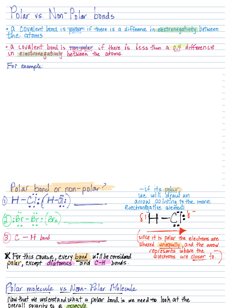 Chem Honors Notes On Polarity | PDF | Chemical Polarity | Chemical Bond