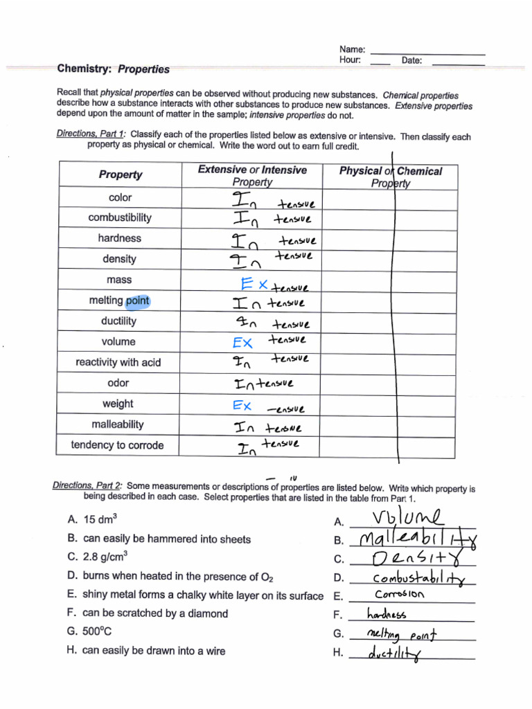 Intensive+vs +Extensive+Properties+-+Review+Exercises | PDF