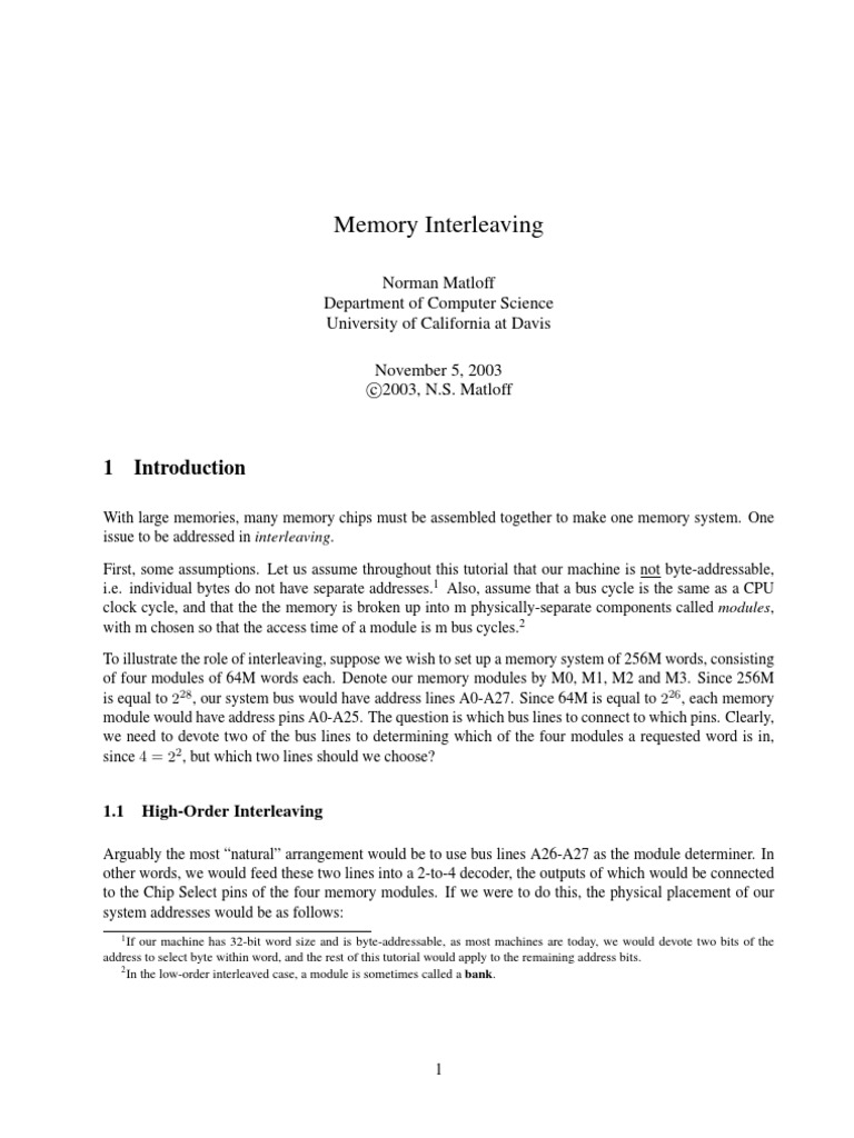 Memory Interleaving: Techniques and Applications for Improving Memory ...