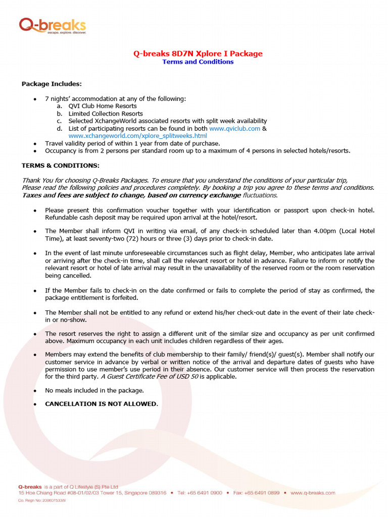 W2. Q-Breaks 8D7N Xplore I Package | PDF
