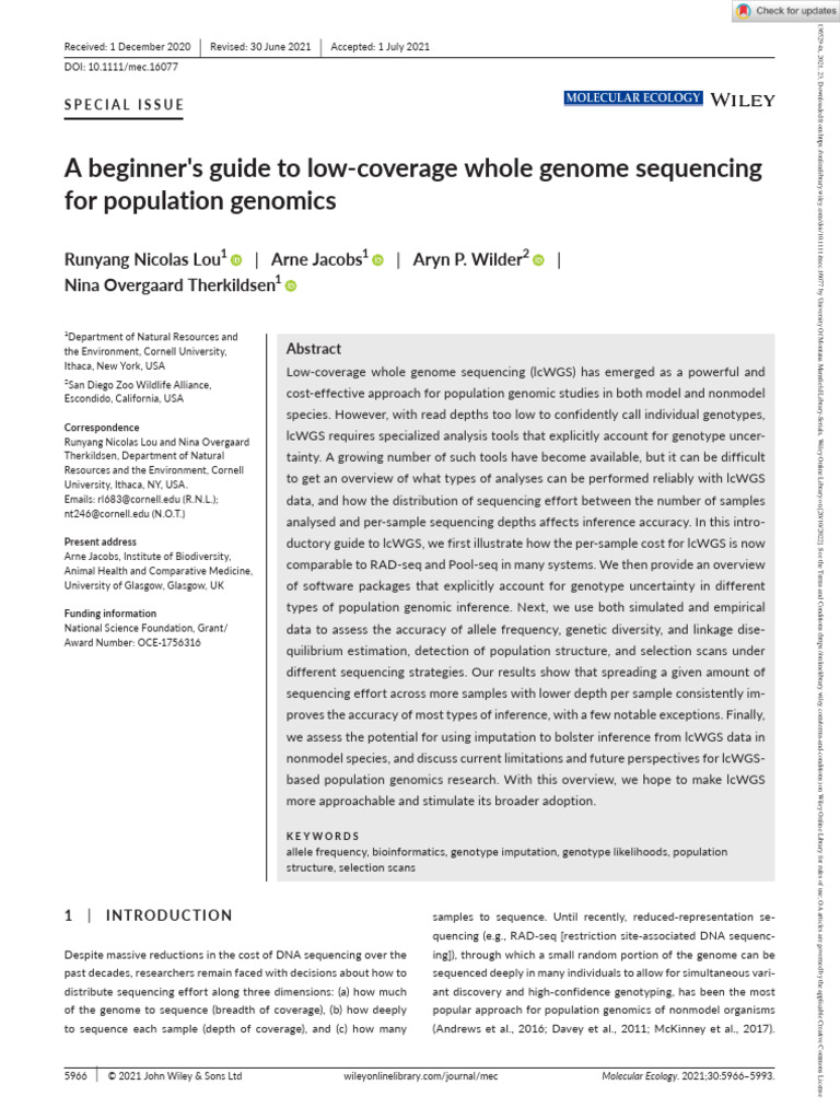 Low-Coverage Genome Sequencing Guide | PDF | Single Nucleotide Polymorphism | Genotype