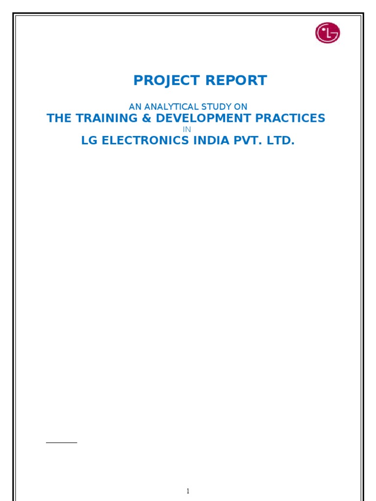Project Report: The Training & Development Practices LG Electronics ...