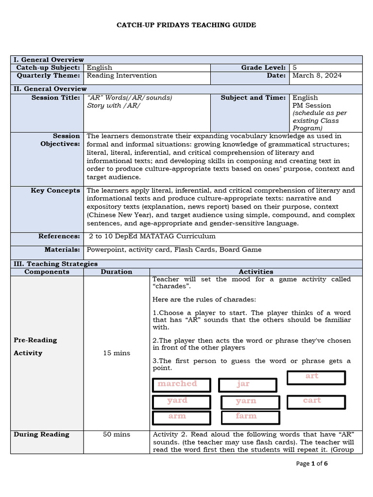 Grade 5 English Catch-Up Guide | PDF | Reading Comprehension | Firefighter