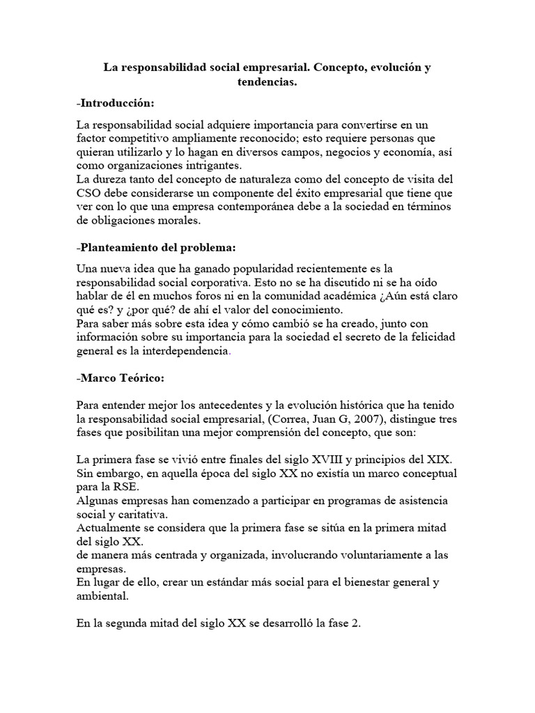 La Responsabilidad Social Empresarial. Concepto, Evolución y Tendencias. | Descargar gratis PDF ...