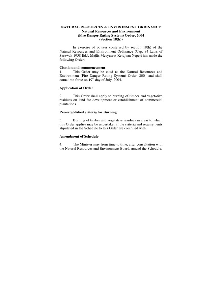 Natural Resources and Environment (Fire Danger Rating System) Order ...