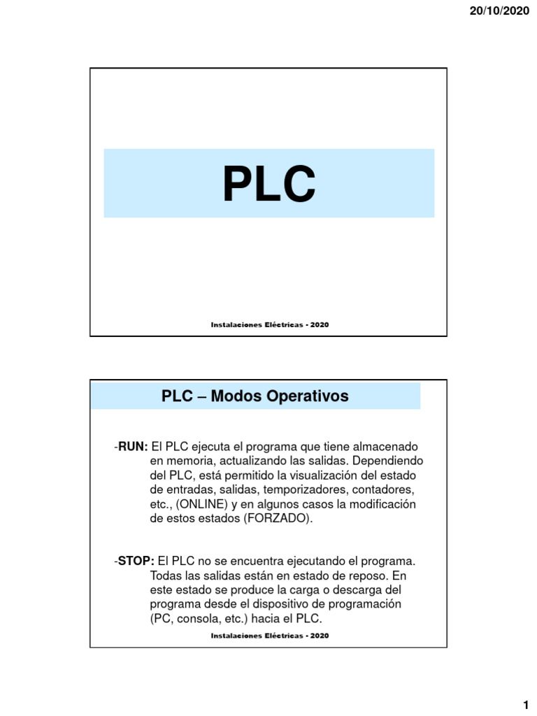 Modos y Lenguajes de PLC 2020 | PDF | Controlador lógico programable ...